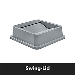 SunSierra Trash Cans 35 Gallon Square Garbage Can with Lid, Grey