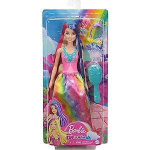 Barbie Dreamtopia Royal Doll with Extra-Long Two-Tone Fantasy Hair, Hairbrush, Headband & Styling Accessories