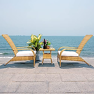 Safavieh Outdoor Collection Edna Natural/White Cushion 3-Piece Lounge Set PAT7719D