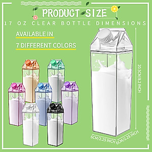 Foaincore 30 Pieces 17oz Milk Carton Water Bottles,clear Plastic Square Water Containers in Bulk, Leak Proof Portable and Reusable, for Outdoor Climbing Camping Fitness Gym Travel Sports, 7 Colors
