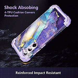 Rancase Compatible with Galaxy S23 5G Case,[2 Tempered Glass Screen Protector + 2 Camera Lens Protector ] Three Layer Heavy Duty Shockproof Protection Cover Case for Samsung Galaxy S23,Purple