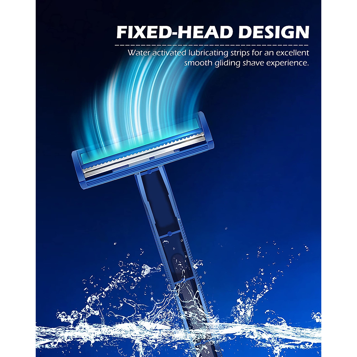 Disposable Razors for Men, 50 Count Men Razora for Shaving with Lubricating Strips, Twin Hypoallergenic Stainless-Steel Travel Razor for Men Sensitive Skin Blue