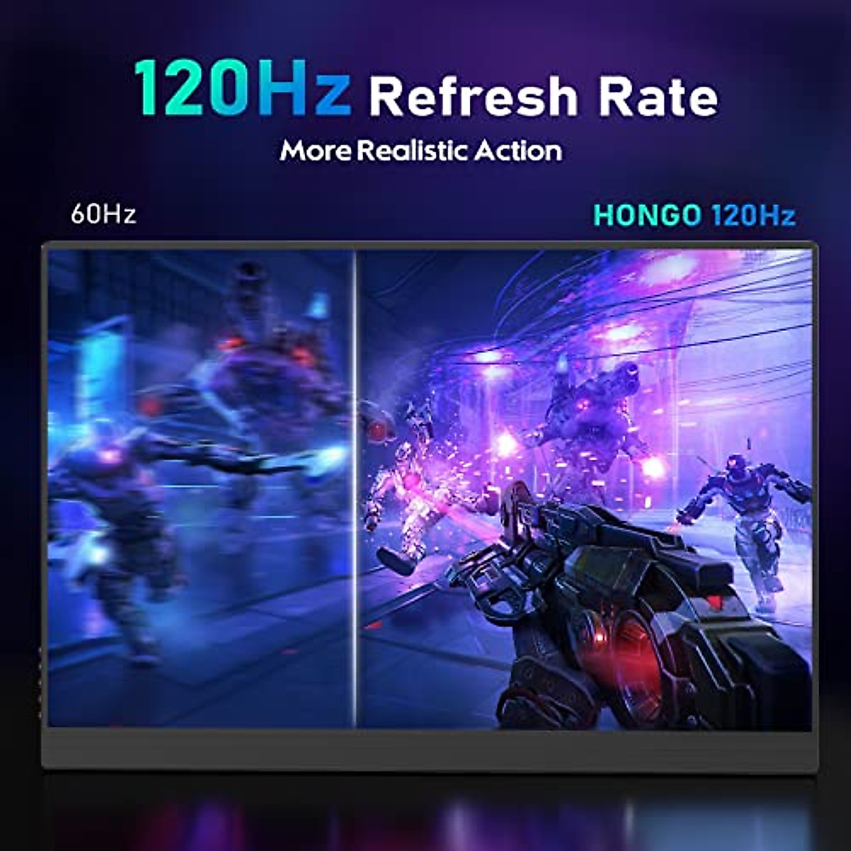 HONGO 2K 16" Portable Gaming Monitor, 2560x1600 QHD with VESA, HDR, IPS Second Screen, 120Hz Refresh Rate for PS5, Phone, Switch
