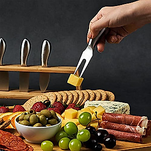 Cheese Knife Set, Cream Parmesan Cheese Knives Spreader Fork, Charcuterie Board Accessories, Complete Stainless Steel, 6-pack