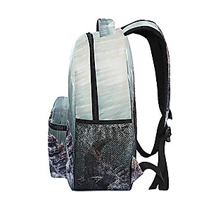 Brighter Spinosaurus Dinosaur With Tropical Storm Backpack Students Shoulder Bags Travel Bag College School Backpacks for Men and Women