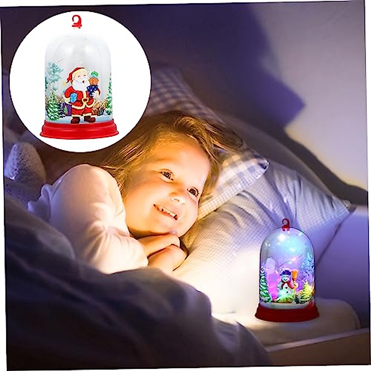 Gadpiparty Christmas Glow Night Lights Christmas Snow Globes Mini Christmas Tree Kids Decor Christmas Candle Lantern Xmas Party Bag Filler Light up Snow Globe Lantern Xmas Table Lamp Desktop