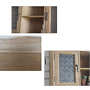 PIBM Stylish Simplicity Shelf Wall Mounted Floating Rack Shelves Retro Solid Wood Glass Doors and Windows Lockers Color Living Room,2 Colours, Wood , 63x59x17.5cm