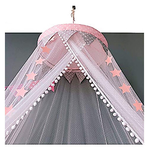 Volowoo Bed Canopy for Kids,Princess Canopy Hanging Mosquito Net for Baby Crib Nursery Room, Out Door Events,Woodland Nursery Decor,with Star (Pink, S (Bottom Circumference 640cm))