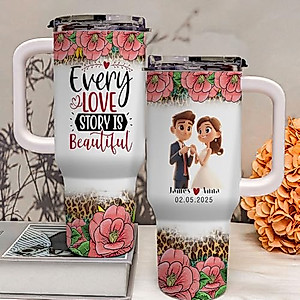 Personalized 40oz Tumbler with Handle – wedding venue visit-Custom Couple Gift for Anniversary Wedding Gift, Birthday, Mother's Day, Valentine’s Day v7jSak