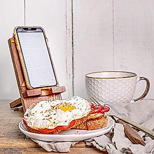 Wood Phone Stand - Reversible Wooden Phone Stand for Desk Phone Holder Wood & Charging Dock Station - Wooden Mobile Stand Phone Holder or Ipad Stand Wood for Desk Bedroom Kitchen & More Size 3.8"x7.8"