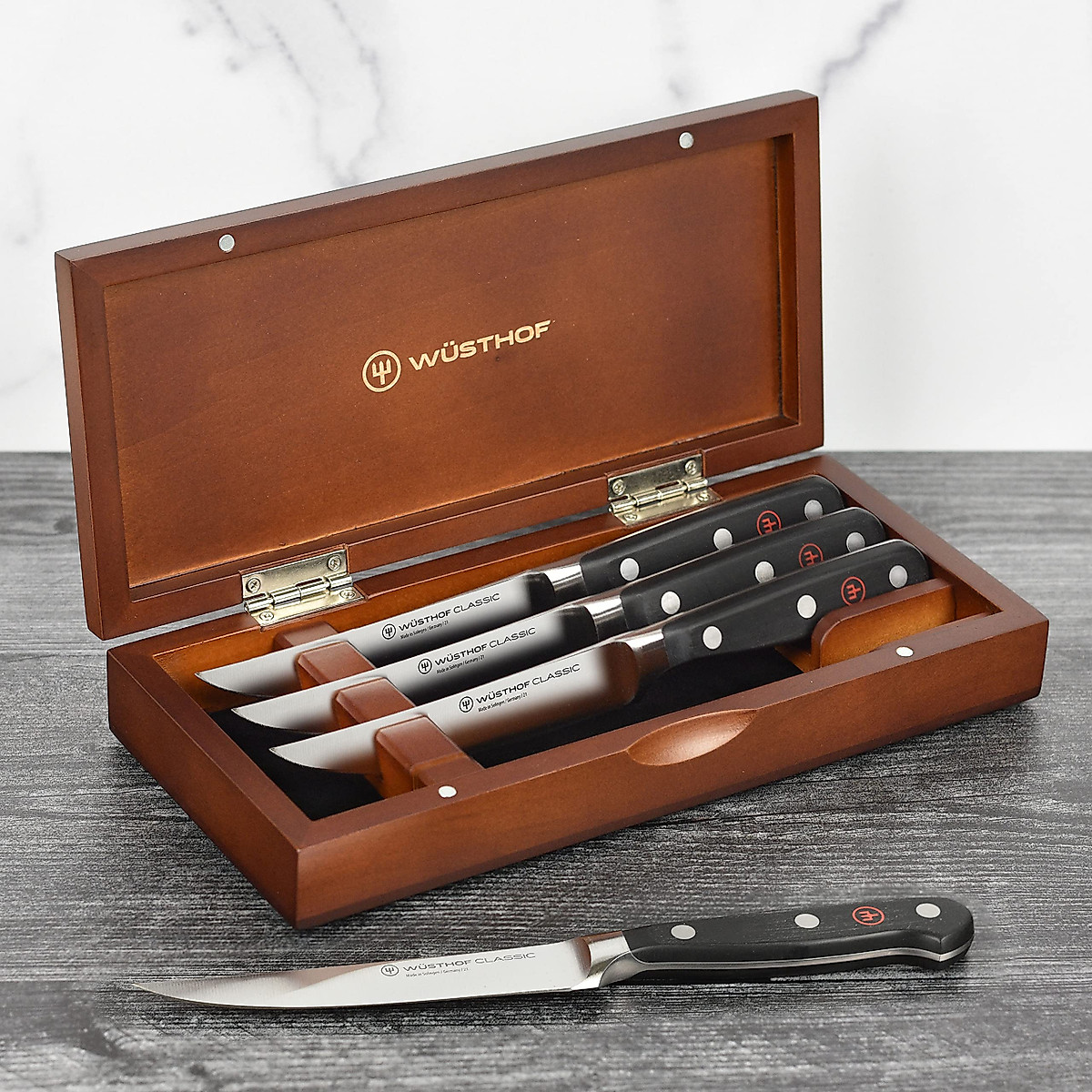 Wusthof Classic Steak Knife Set with Wood Case (4 Piece)