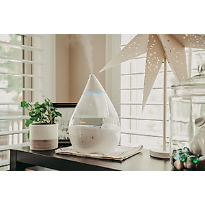 Crane Ultrasonic Humidifiers for Bedroom and Office, 1 Gallon 4-in-1 Cool Mist Air Humidifier for Large Room and Home, Humidifier Filters Optional, Clear & White