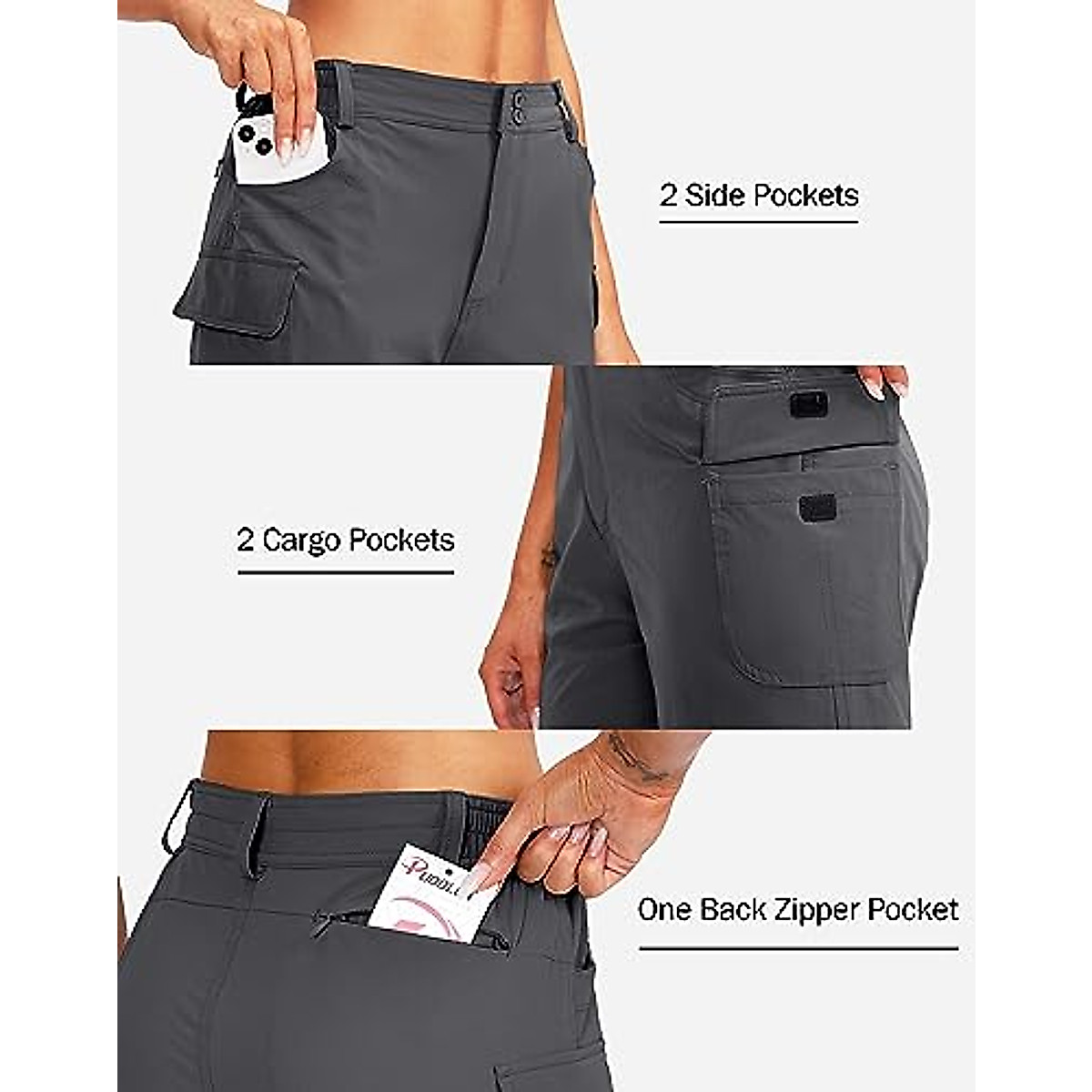 Pudolla Women's Golf Hiking Shorts 4.5" Quick Dry Summer Shorts for Women Work Travel Walk Outdoor with Pockets(Dark Grey XX-Large)