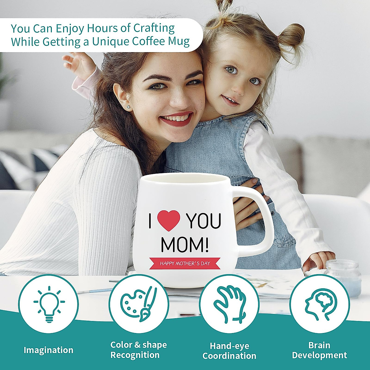 Create Your Own Personalized Coffee Mug Kit Includes Blank Mugs to Decorate, Paintable Mugs, and Painting Supplies– Paint Your Own Mug for Kids and Adults for Mother's Day Father's Day Gifts!