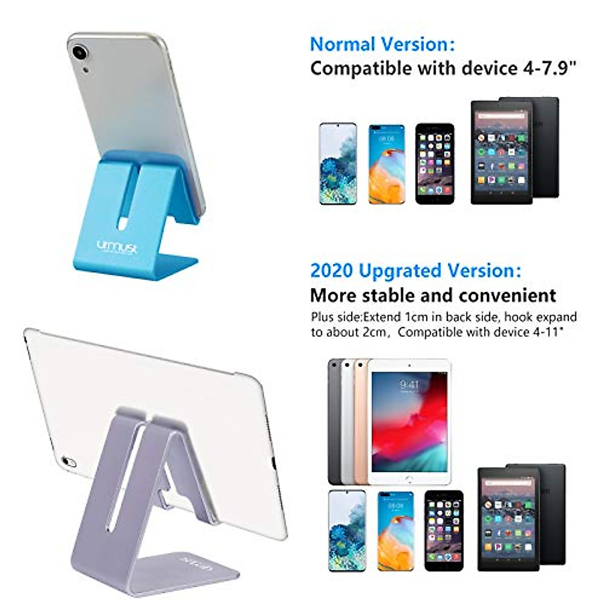 Urmust Cell Phone Stand for Desk Phone Holder Dock Cradle Stand for iPhone 14 13 12 11 Pro Max X Xr 8 Plus 7 6, Tablet(4-10in) [2023 Updated Version] Light Purple