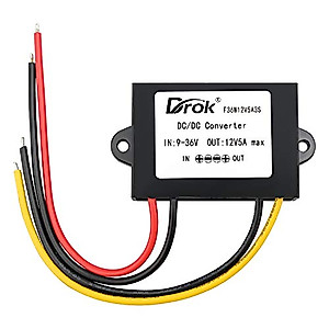 DROK DC-DC Stabilizer, 9V-36V to 12V Boost Buck Converter 5A 60W Waterproof Auto Step Up Down Voltage Regulator 12V Volt Transformer for Car Audio Solar Power System LCD Television LED Display Screen