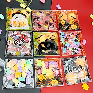 Bnsikun Halloween Cellophane Cookie Bags, 250 Pcs Self Adhesive Clear Cookie Treat Bags for Halloween Party Favor and Gift Packing(6 Style)