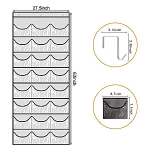 kingdalux Baseball Hat Rack 24 Pocket for Wall or Over The Door Cap Organizer with Clear Deep Pockets, for Hat Storage & Ballcap Caps Display Holder, Complete with Over Door Hooks