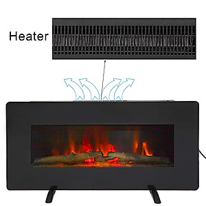 Winado 36'' Wall Mounted/Freestanding Electric Fireplace, Heat Adjustable, 3 Brightness Settings, 6 H Timer, Remote Control, Overheating Safety Protection, Fireplace Heater for Indoor Use, Black