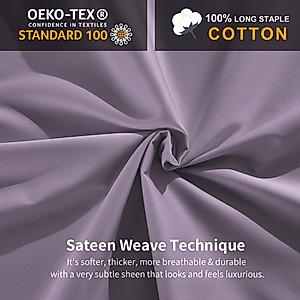 MILDLY 100% Long-Staple Cotton Duvet Cover Set Queen Size Purple Comforter Cover Sets Ultra Soft Bedding Set 3 PCS with Zipper Closure & Corner Tie (No Comforter)