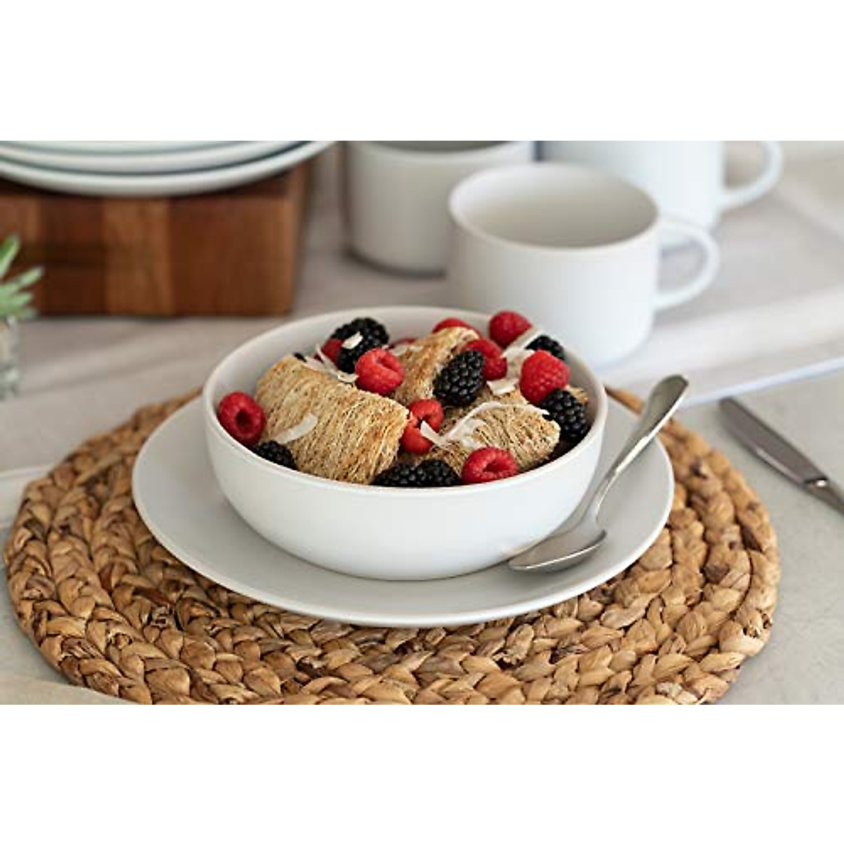 10 Strawberry Street Wazee Matte Coupe Dinnerware Pack of 16, White