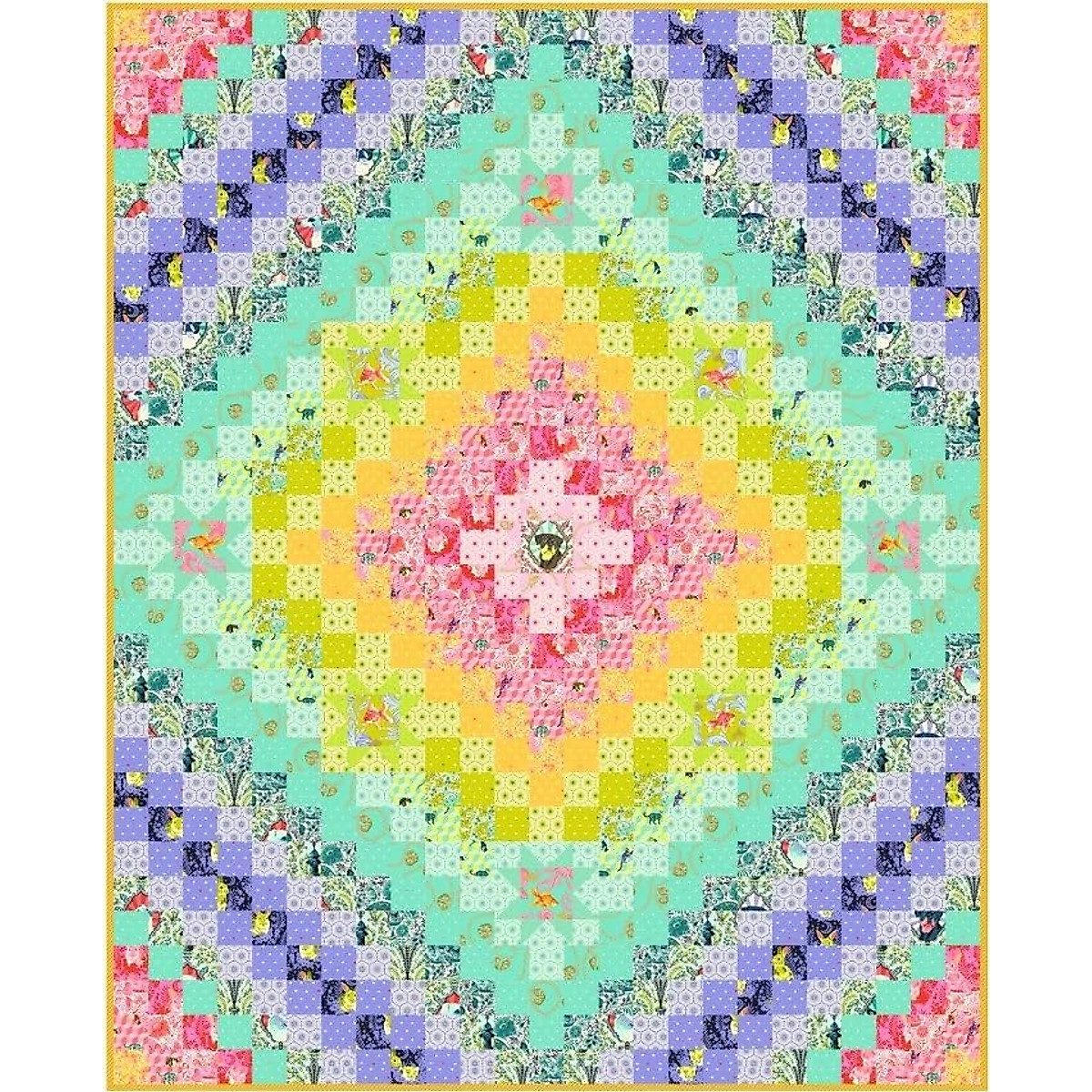 Tula Pink for Free Spirit Besties Treading Water W/Metallic Gold, Fabric by The Yard (Blossom)