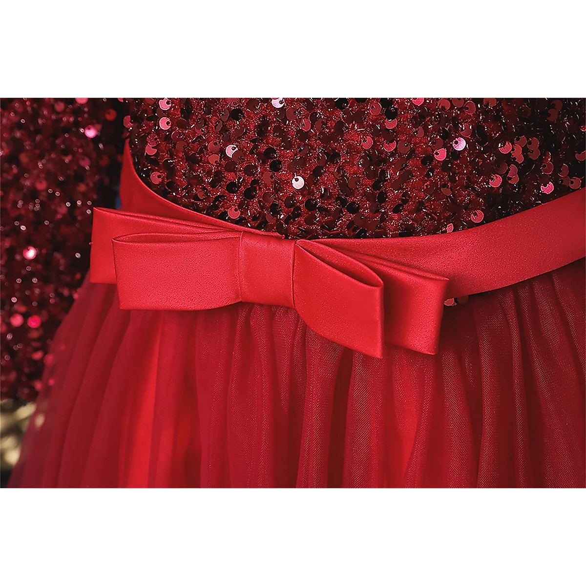 Baby Girls Valentine's Day Sequin Dress Outfit Party Clothes Girl Kids Long Sleeve Wedding Princess Pageant Dresses (Red, 11-12 Years)