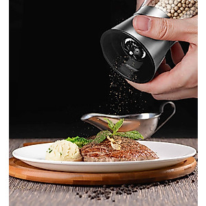 2 Packs Salt and Pepper Mills Brushed Stainless Steel Salt and Pepper Grinder Set(Pack of 2) with Adjustable Ceramic Coarseness Grinder and Glass Body- Salt and Pepper Shakers