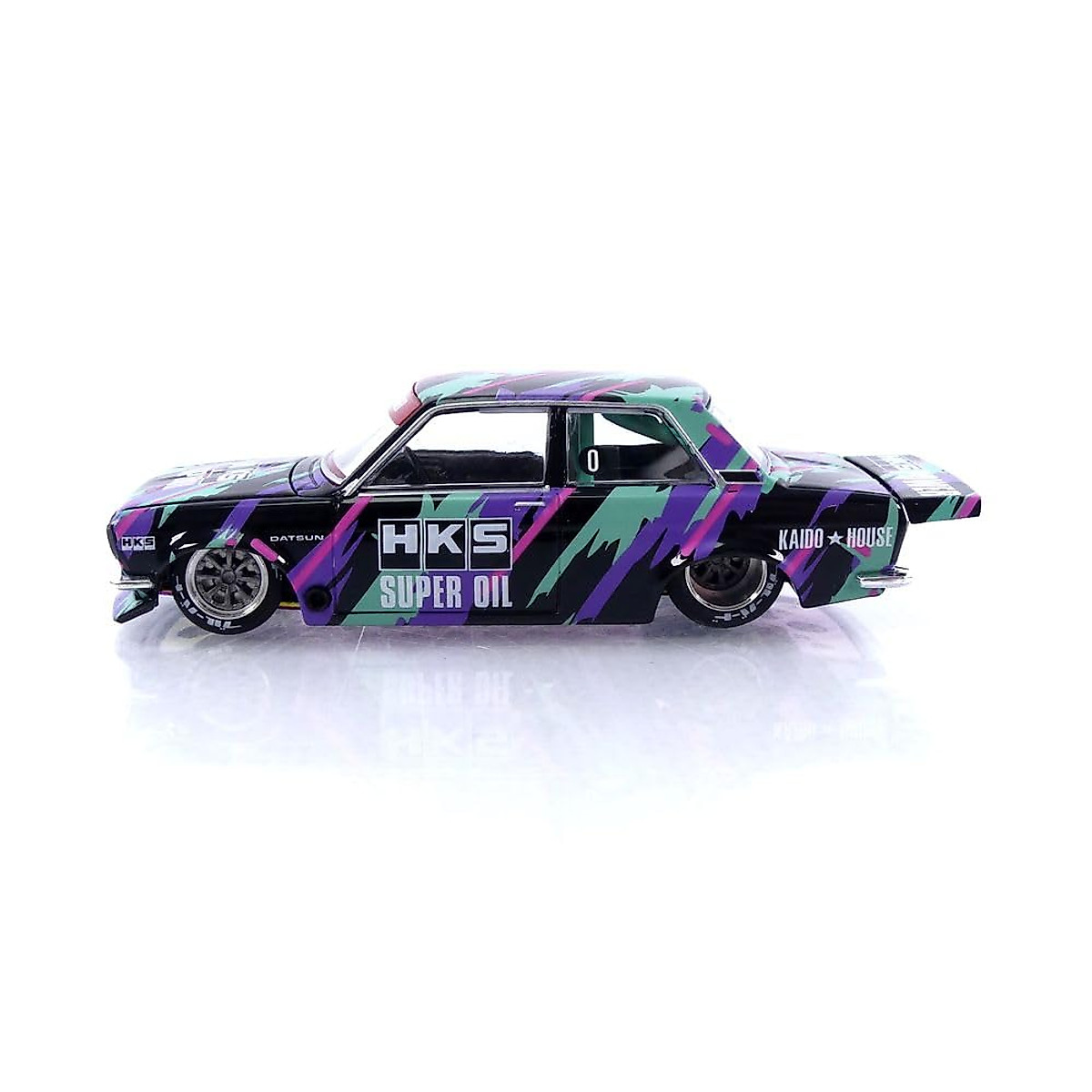 Datsun 510 Pro Street HKS V1 Black Green Limited Edition 1/64 Diecast Model Car Kaido House KHMG068
