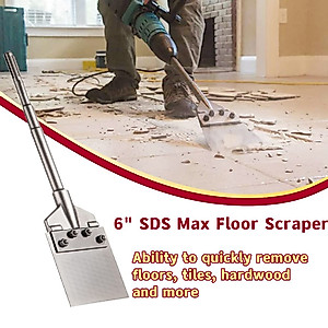 Nisorpa 25 Inch SDS Max Floor Scraper Heavy Duty Blade Scraper Tile Removal Chisel Bit with 2 Foot Long Handle Flooring Removal Tool for Tile Grout Adhesive Wallpaper Wood Linoleum Flooring (6" X 25")