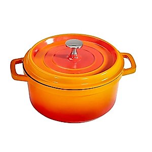G.E.T. CA-011-O/BK Heiss Lightweight Cast Aluminum Dutch Oven, 2.5 Quart, Round, Orange
