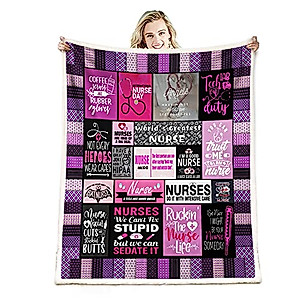 Nurse Gifts RN Gifts for Nurses Throw Blanket, Nurse Gifts for Women,School Nurse Gifts,Soft Fluffy Sherpa Warm Throw Blankets for Bed, Office and Couch
