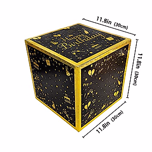 UNIIDECO Birthday Letter Boxes for Party, Black and Gold Birthday Decorations with Number and Letters for 1st 2nd 16th 21th 30th 40th 50th 60th 70th 80th 90th 100th Birthday Decor