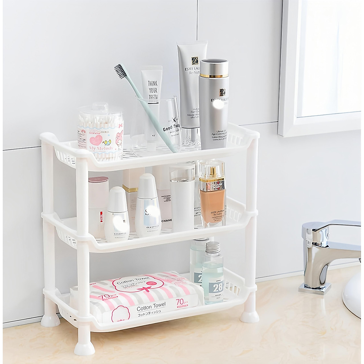 3 Tier Standing Shower Caddy Organizer Corner, Bathroom Shower Organizer Stand,Heavy Plastic Shower Shelf Caddy Corner for Shampoo, Shower Rack Stands for Inside Bathroom, Bathtub (White, 3 Tier)