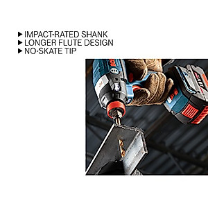 BOSCH BL2151 1-Piece 3/8 In. x 5 In. Fractional Jobber Black Oxide Drill Bit for Applications in Light-Gauge Metal, Wood, Plastic