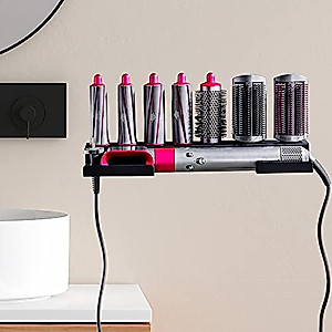 KEOQIANG Storage Holder for Airwrap Wall Mounted, Sturdy Curling Iron Accessories Rack Bracket with Adhesive, Suitable for Bathroom, Bedroom, Styling Room, Hair Salon, Black