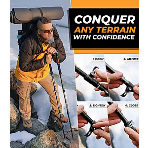 Foxelli Hiking Poles – Lightweight & Collapsible with Comfortable Cork Grips, Easily Adjustable for All Heights, Includes Carry Bag and Accessories