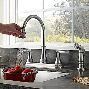 Pfister Glenfield Kitchen Faucet with Side Spray, 2-Handle, High Arc, Stainless Steel Finish, F0364GFS