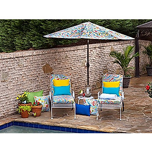 Pillow Perfect Paisley Indoor/Outdoor Split Back Chaise Lounge Cushion with Ties, Plush Fiber Fill, Weather, and Fade Resistant, 72.5" x 21", Blue/Multi Ummi,