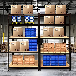 5 Shelf Garage Shelving, Steel Shelves Adjustable Shelf Storage Unit, Storage Utility for Warehouse Pantry Office Kitchen, with MDF Boards, Basement Storage Rack Hold 1929lbs, 35"W x 16.5"D x 63"H