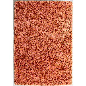 Terracotta Thick Shaggy Rug Orange Plush Affordable Super Soft Fluffy Shag Rugs Living Room Area Bedroom 5'3" x 7'6"