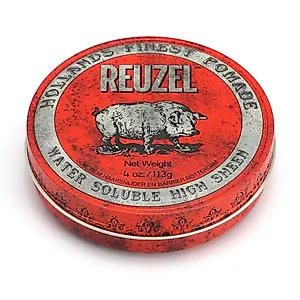 REUZEL Red Pomade, High Sheen, Water Soluble, 4 oz.