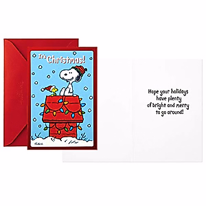 Hallmark Peanuts Christmas Cards Assortment, Snoopy and Woodstock (6 Cards with Envelopes, 2 Designs)