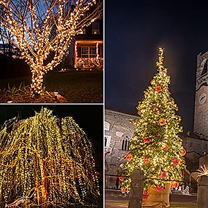 Extra-Long Solar String Lights Outdoor Waterproof - 4-Pack Each 72FT 200 LED Solar Powered Fairy Lights - 8 Modes Copper wire lights for Patio Trees Garden Party Christmas Wedding (Warm White)