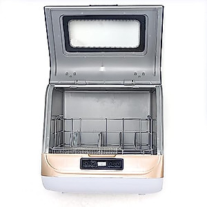 Portable Countertop Dishwasher, 3 Washing Programs Display Automatic Dishwashing with 9L Tank, 4 Programs,Steam& Air(Brown)