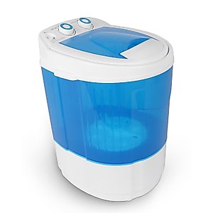 Muhub Portable Twin Tub 16.5lbs Mini Washing Machine,Compact Semi-automatic Washer and Spin Combo,Top Load,Portable Washer for Dorms,Apartments,RVs(White & Gray)