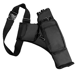 abcGoodefg 3 Tube Hip Archery Arrow Quiver Holder with Pockets and Adjustable Strap for Hunting Training (Black)