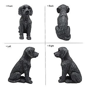 DurableDelights Clever Resin Dog Figurine for Garden Gray Retriever Statue Extraordinarily Life-Like Labrador Dog Statue Home Decor Amazing Likeness Hand Painted Resin 11 inch
