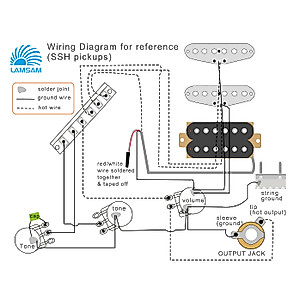 LAMSAM Prewired Pickguard with SSH Pickup Set, 3-ply Pick Guard Loaded Alnico V Single Coil Humbucker Pick-ups, Electric Guitar Scratchplate as Luthier Replacement Parts, Black-03