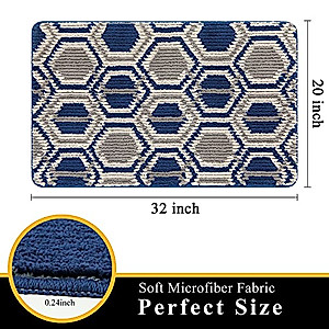 Vaukki Indoor Doormat Entryway Door Rug, Non Slip Absorbent Mud Trapper Mats, Low-Profile Inside Floor Mats, Geometric Soft Machine Washable Large Rugs Door Carpet for Entryway (20''x32'', Blue)